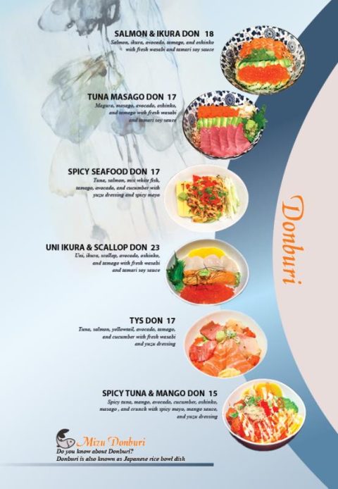 Menu - Mizu Sushi and Asian fusion