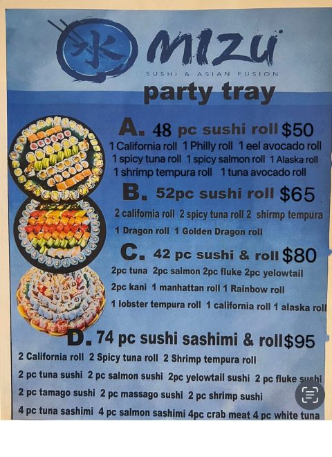 Menu - Mizu Sushi and Asian fusion