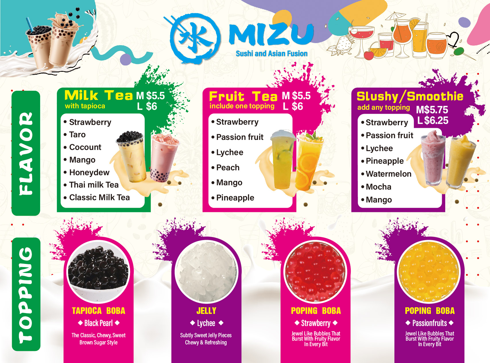 Menu - Mizu Sushi and Asian fusion