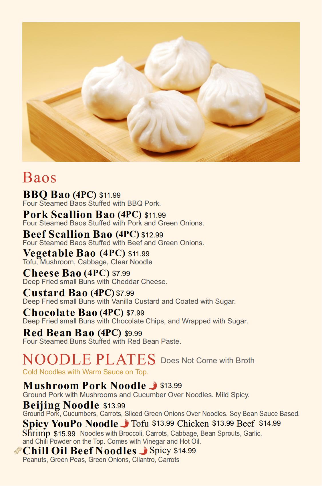 San Antonio Location Menu - Noodles & Dumplings