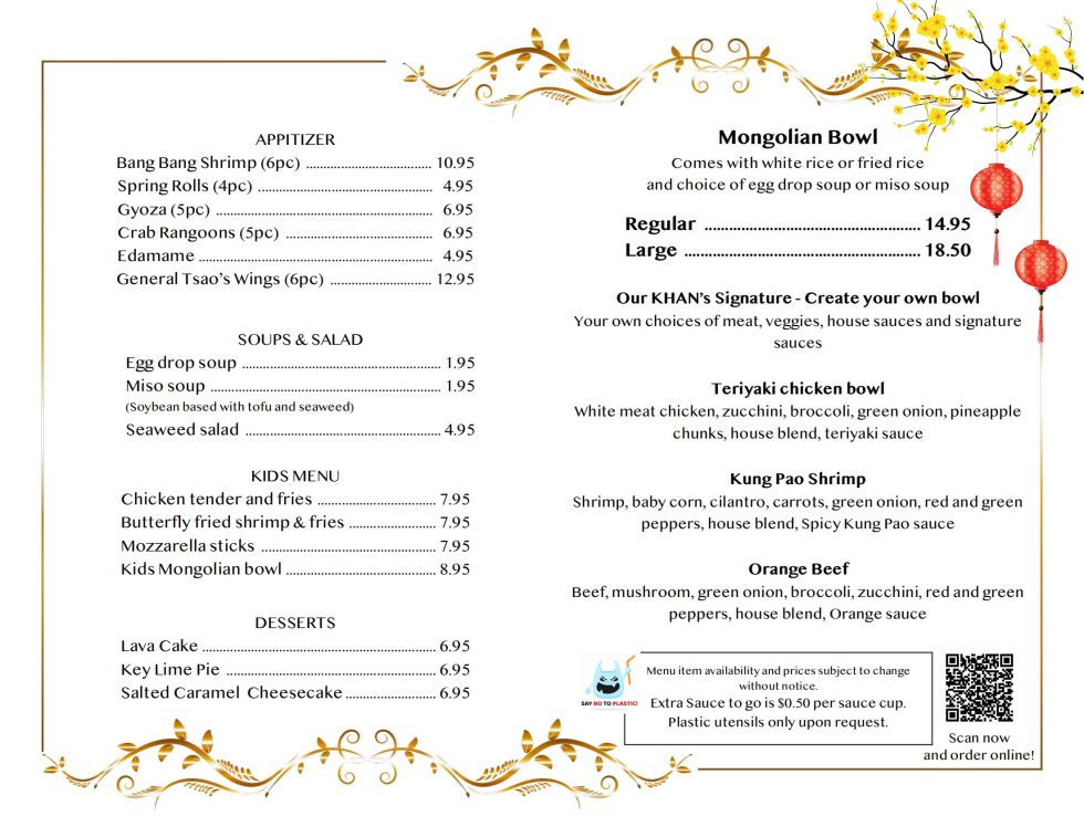 Khan's Mongolian Grill - Japanese Restaurant｜Online Order｜Kill Devil ...