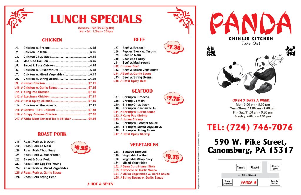 Panda Chinese Kitchen | Online Order | Canonsburg | PA