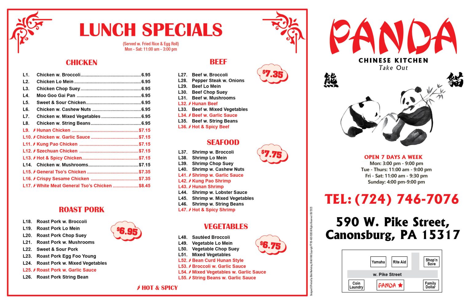 Panda Chinese Kitchen | Online Order | Canonsburg | PA