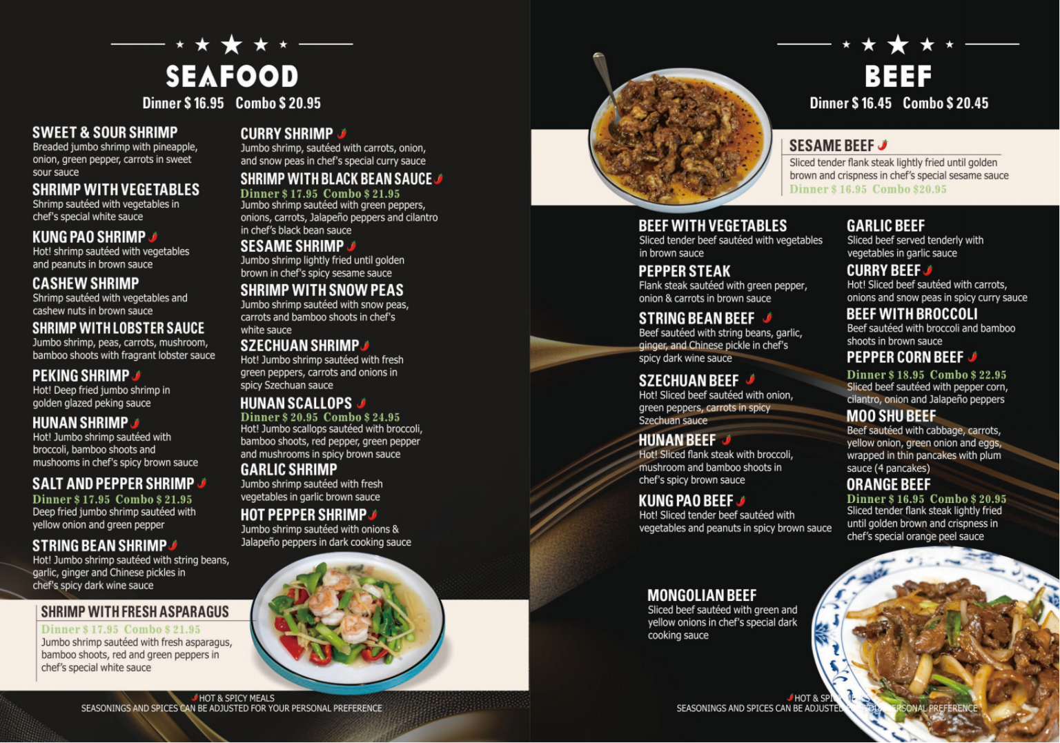 Dinner Menu - Peking Dynasty