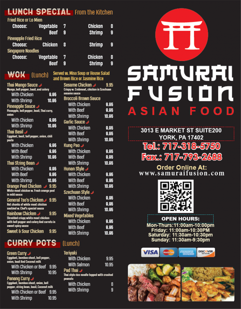 Menu - Samurai Fusion