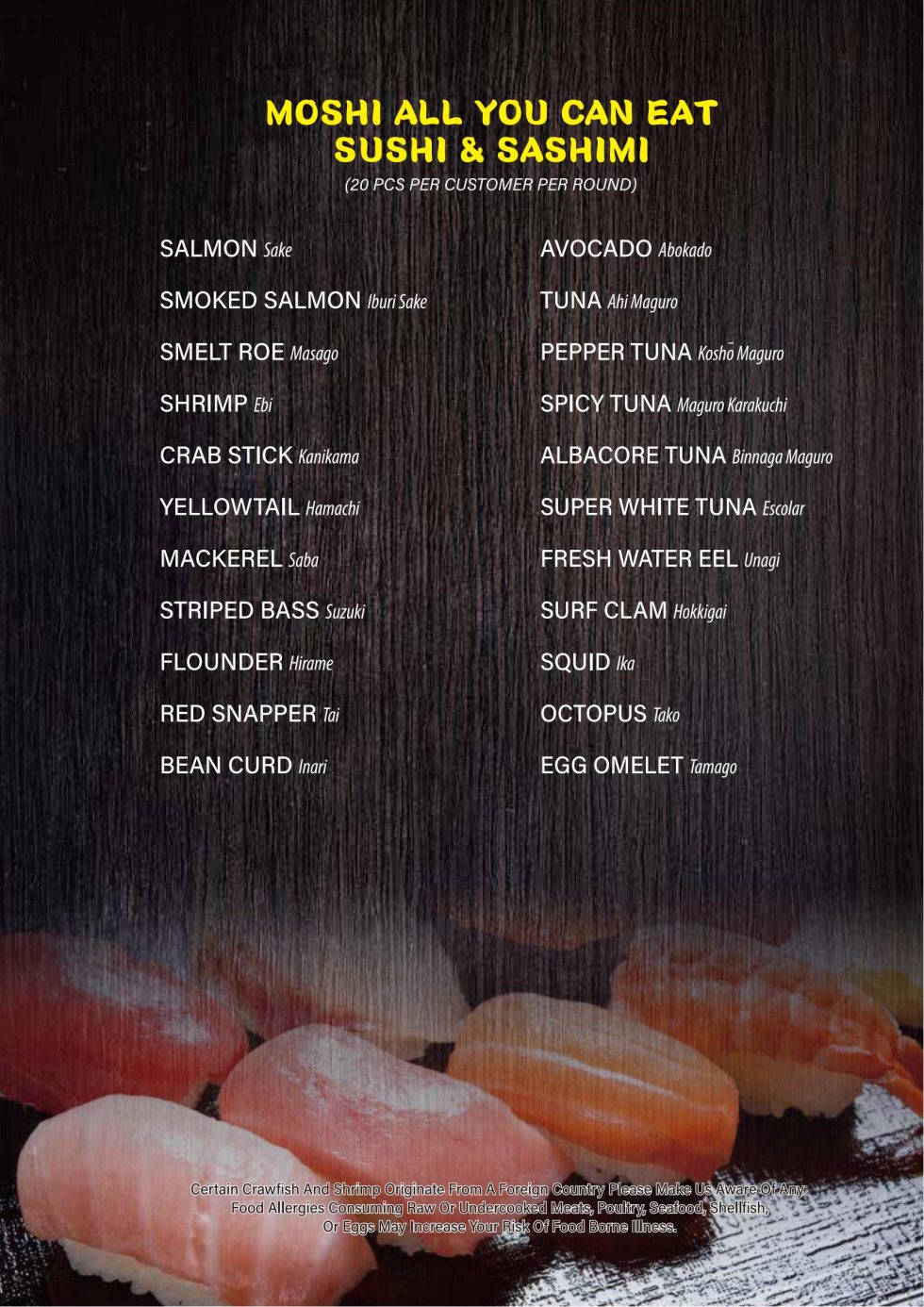 Menu - Sushi Moshi