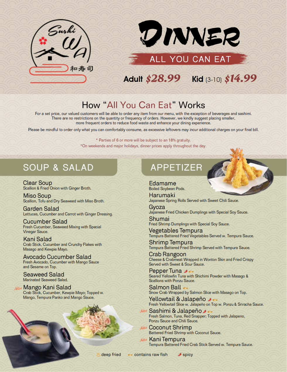 Dinner Menu - Sushi Wa