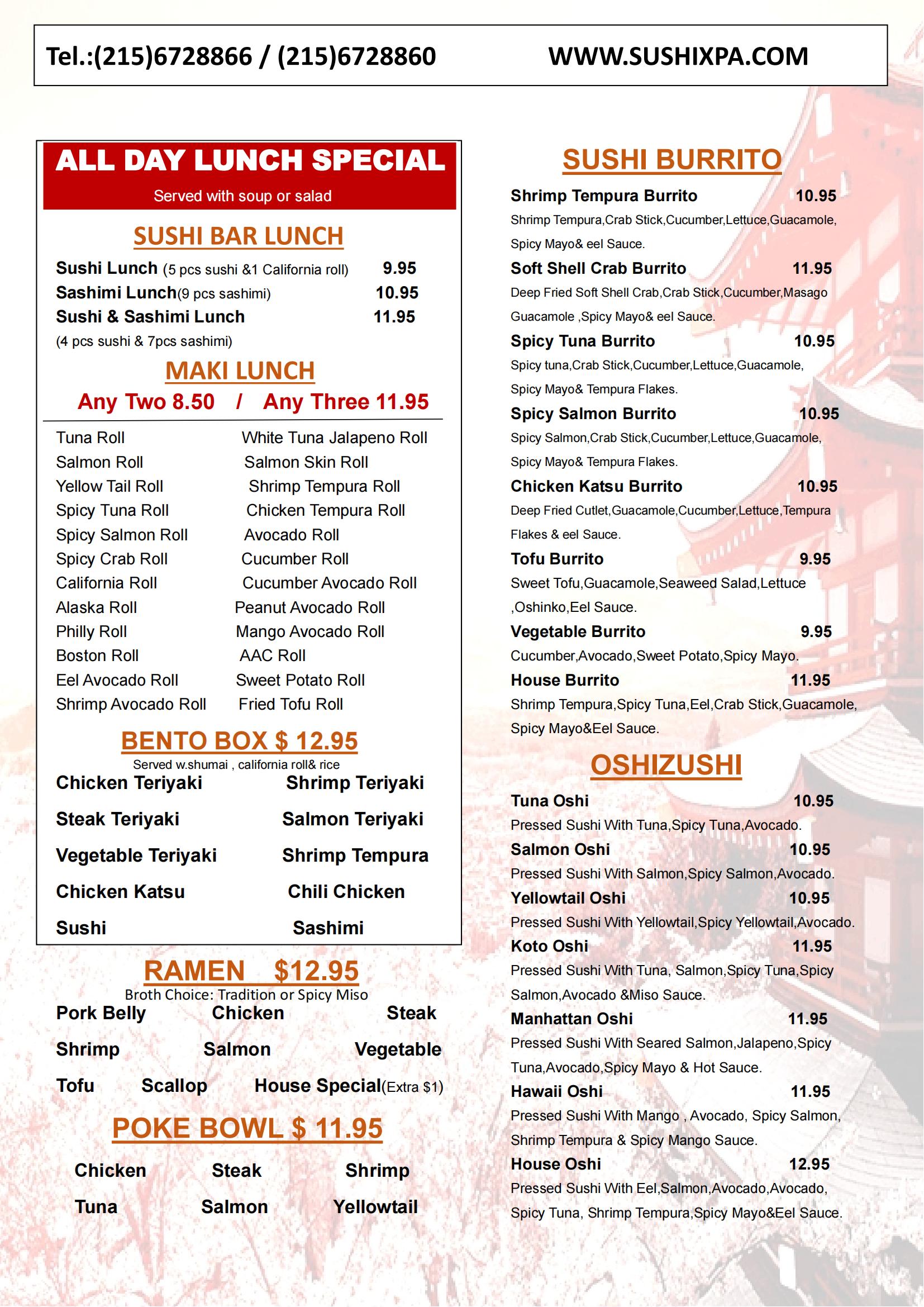 Sushi X｜Online Order｜Warminster｜PA