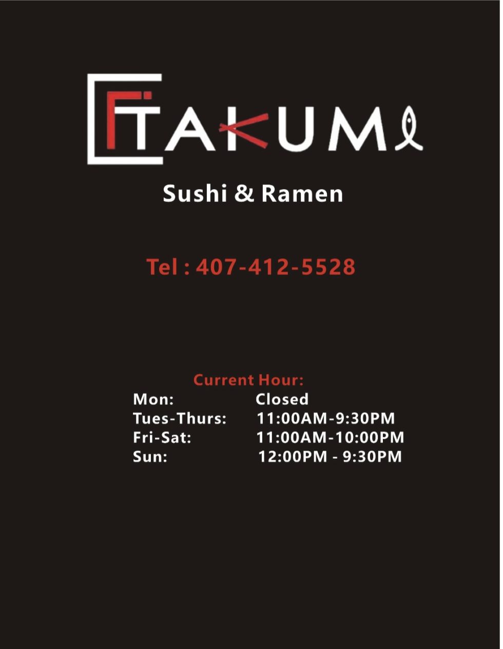 Takumi Sushi & Ramen | Japanese restaurant | Online Order | Ocoee | FL