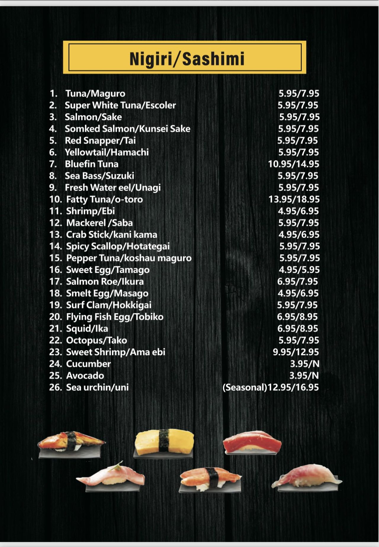 Menu - Toyama Sushi & Ramen