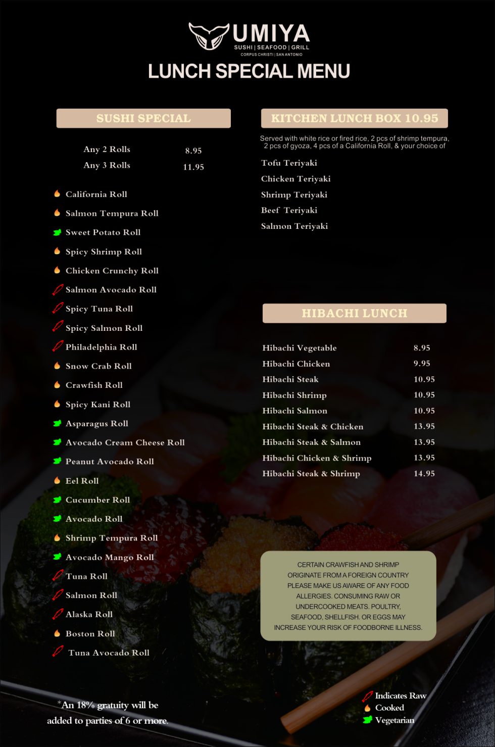 Umiya - Japanese Restaurant | Online Order | Corpus Christi | TX