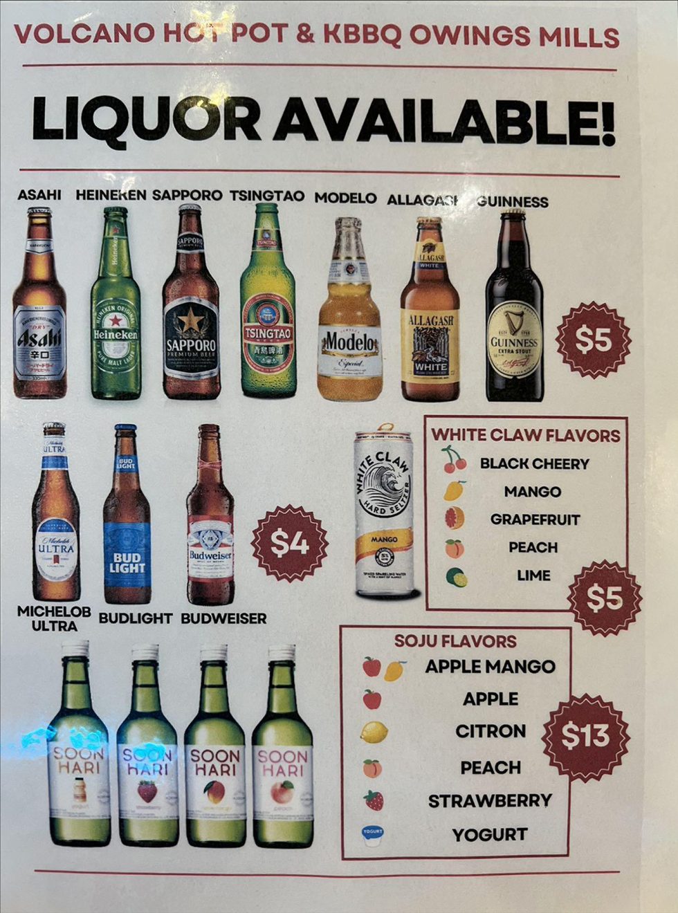 Menu - Volcano Hot Pot and BBQ Buffet