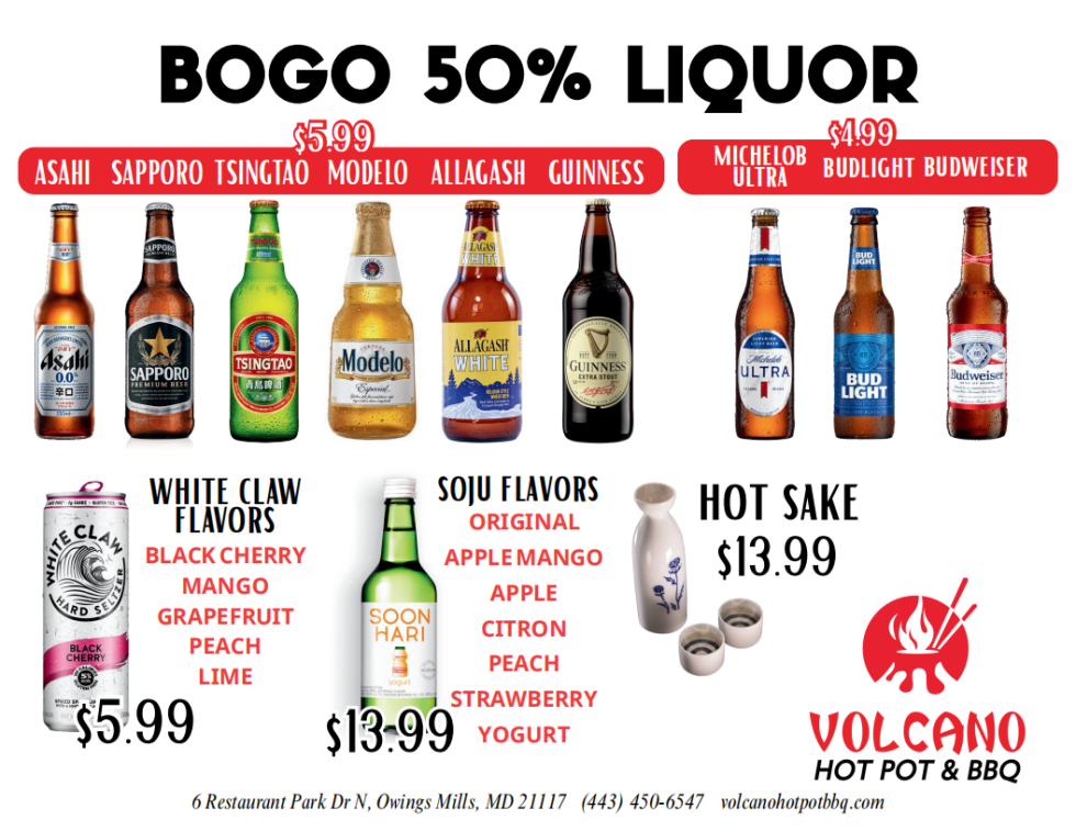 Menu - Volcano Hot Pot and BBQ Buffet