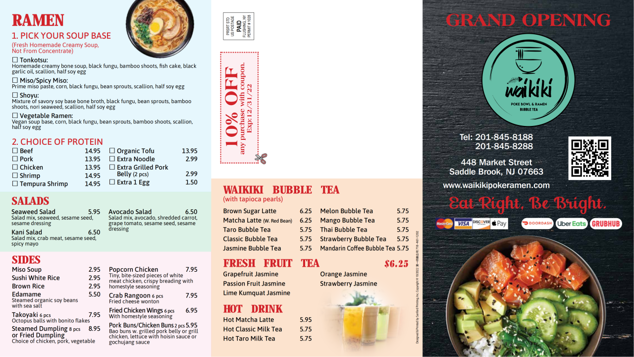 Waikiki Poke & Ramen - Poke Bar | Online Order | Saddle Brook | NJ