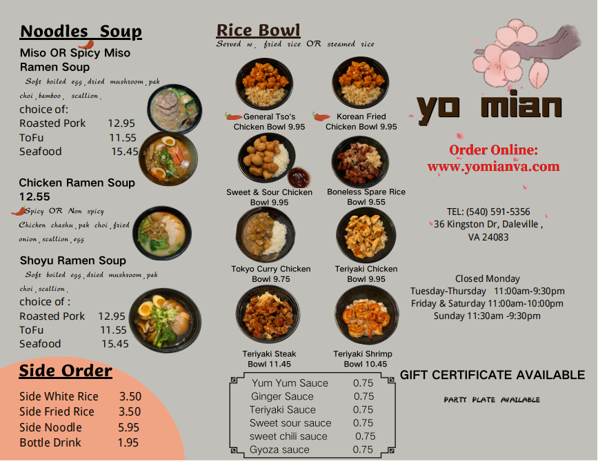 Yo Mian | Online Order | Daleville | VA