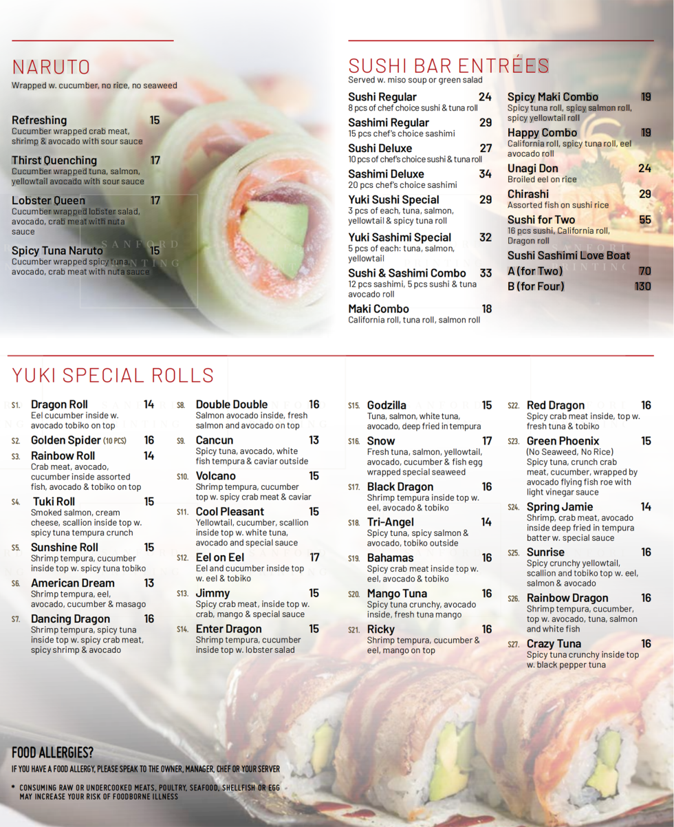 Yuki - Japanese Restaurant | Online Order | Montvale | NJ