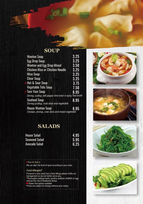 Dine in Menu - Yum Yum Asian Fusion