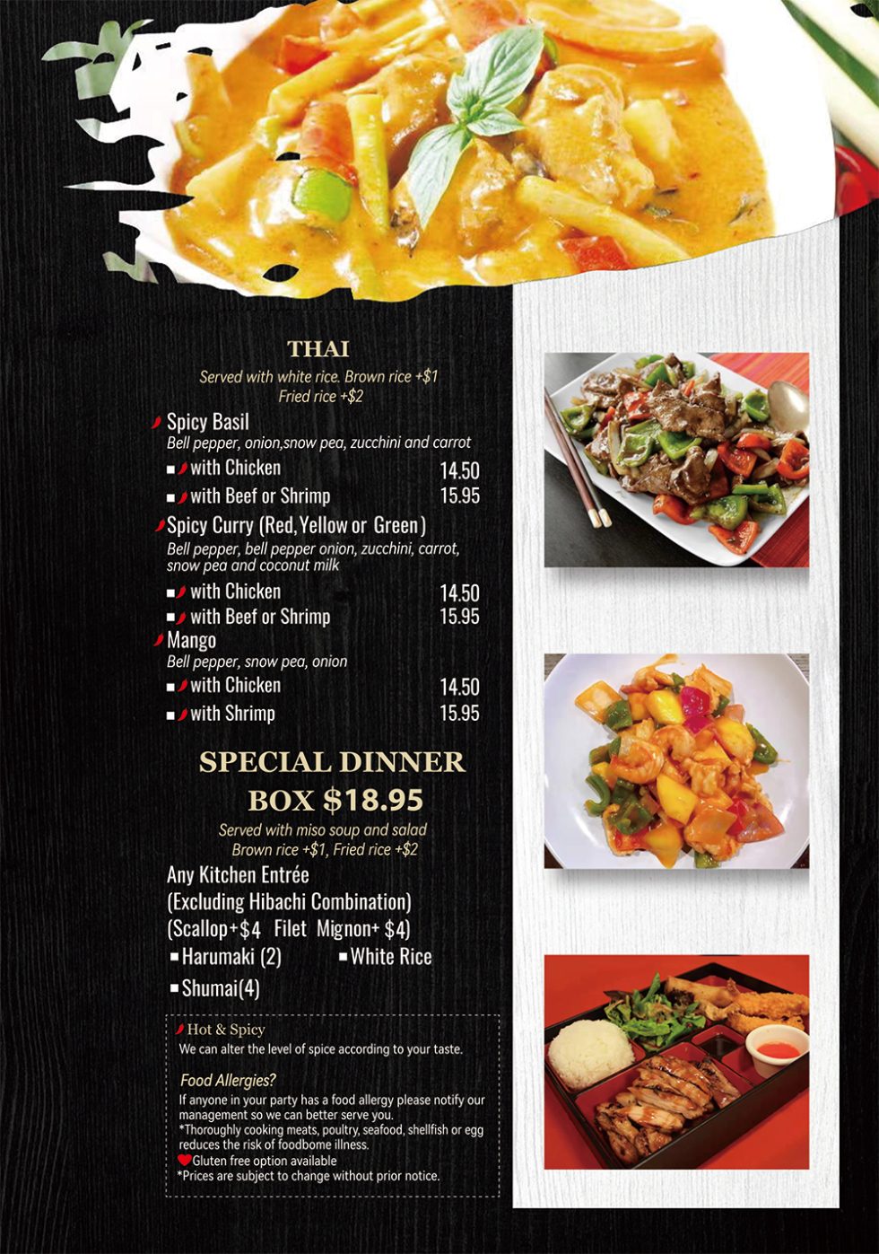 Dine in Menu - Yum Yum Asian Fusion